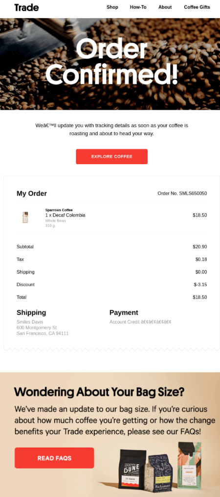 Order confirmation email best practices [+6 examples]