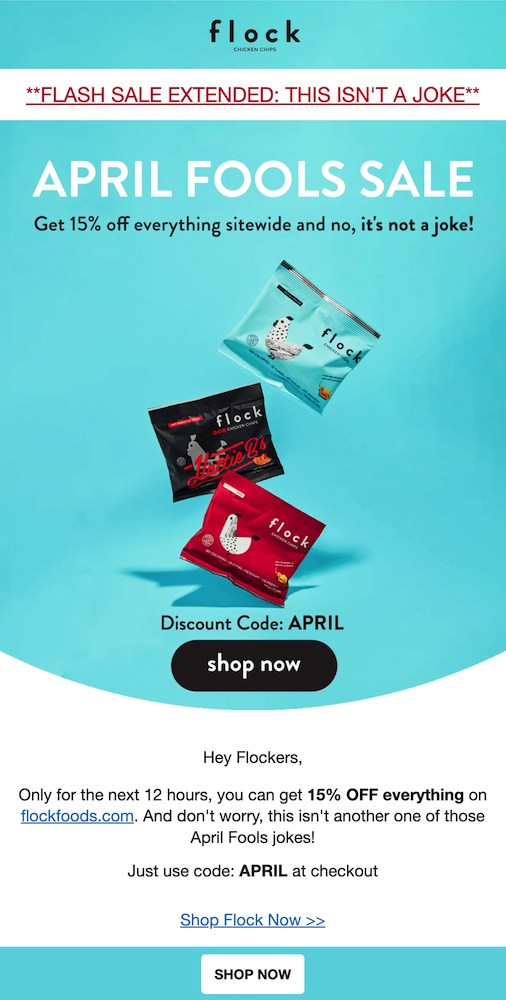 6 April Fools’ Day Email Marketing Ideas & Examples - Klaviyo